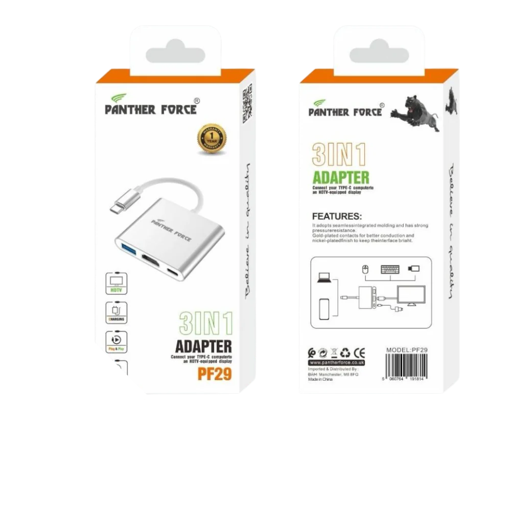 Panther Force 3 in 1 (HDTV + Type C + USB) Adapter for Type C – Phone ...