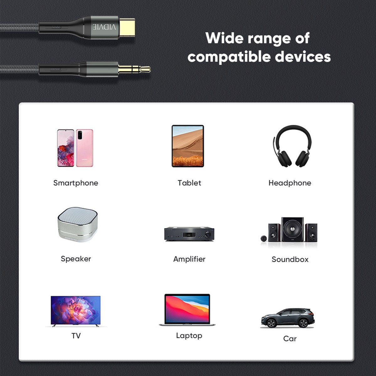 Vidvie Type C to 3.5mm Aux Cable 1.8M – Phone Finity